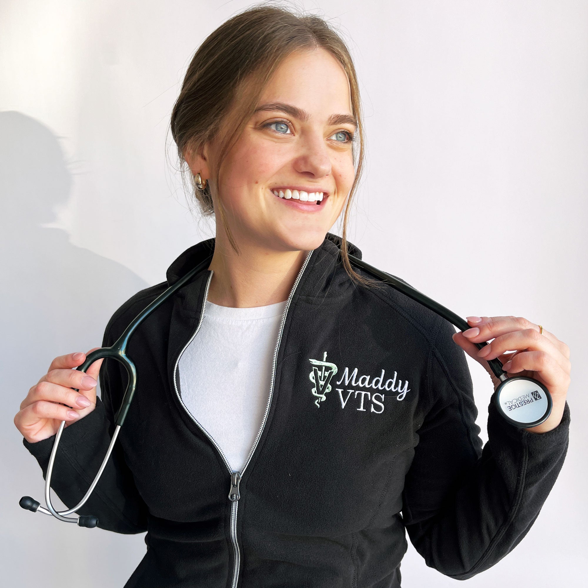 Custom Veterinary Caduceus Full Zip Fleece Ladies Jacket